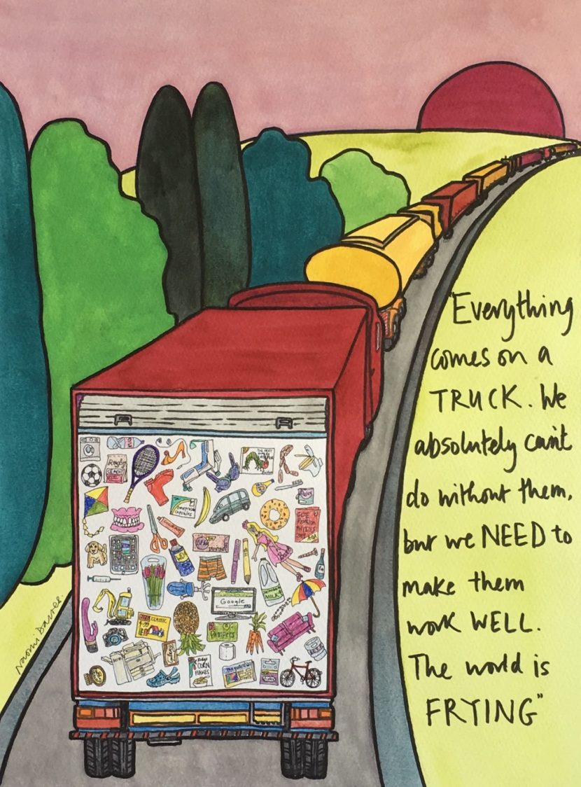 Red lorry, yellow lorry, green lorry – Naomi Davies Art